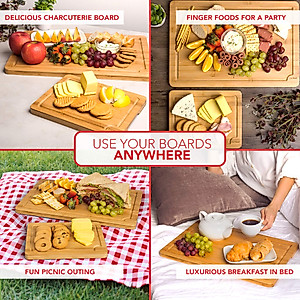 EatNeat 5-Pack of Glass Food Storage Containers with Airtight Snap Locking Lids to Keep Food Fresh Extra Large Bamboo Cutting Board Set