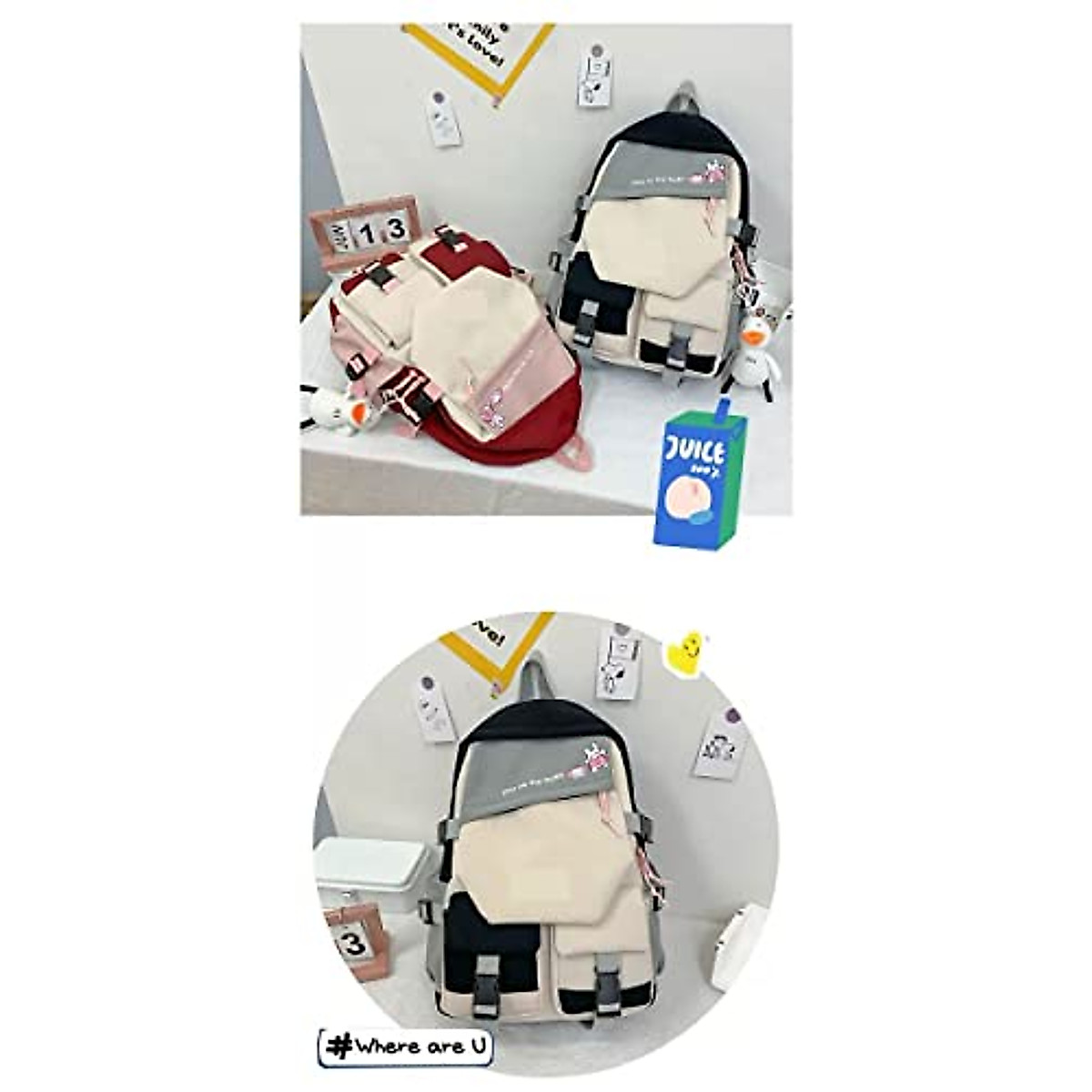 TKBASO Anime Anya Forger Backpack Cosplay Bag Kawaii Backpack Laptop Bag With Pendant Pink (8)