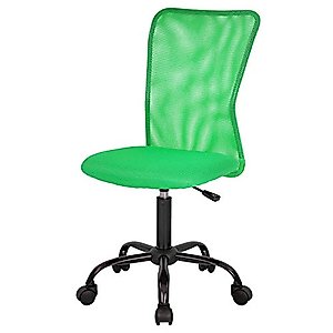 Home Office Chair Mid Back Mesh Desk Chair Armless Computer Chair Ergonomic Task Rolling Swivel Chair Back Support Adjustable Modern Chair with Lumbar Support (Green)