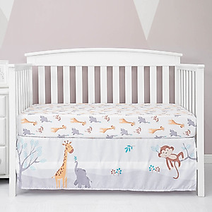 The Hōmistry Jungle Friends Crib Bedding Set for Boys or Girls | 3-Piece - Crib Quilt, Fitted Sheet, Crib Skirt