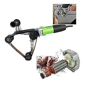 EQCOTWEA 110V Stainless Steel Pipe Tube Polisher, Portable Belt Sander with 40x760mm Belt, Adjustable Speeds Round Pipe Drawing Machine