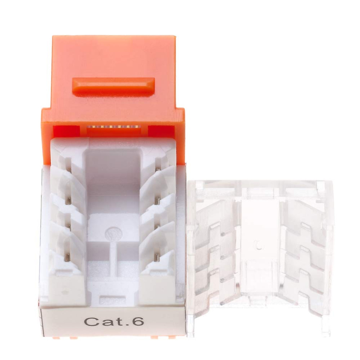 SATMAXIMUM Cat6 Keystone Ethernet Wall Jack Punch Down UTP 45-Degree (Easier Termination Than 90-Degree), RJ45 Slim Profile Speed Termination Orange - 45° Angled (30 Pack)
