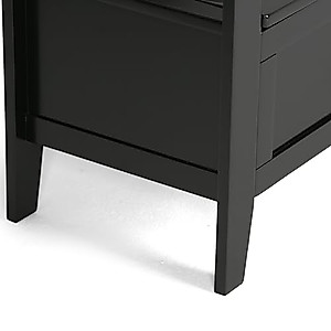 SIMPLIHOME Adams SOLID WOOD 48 Inch Wide Contemporary Entryway Storage Bench with Safety Hinge, Multifunctional Rustic in Black, For the Living Room, Entryway and Family Room