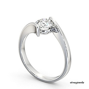 etneyjewels Moissanite 1 TCW Round CutSolitaire Engagement Bridal Ring For Women In 10KT Solid Gold In Prong Setting For Wedding Anniversary (Clarity VVS1-VVS2, Color D-E,7)