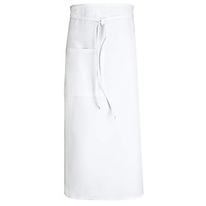 Chef Designs mens Bistro kitchen aprons, White, 28W x 32L US