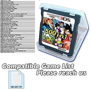 500 in 1 Game Cartridge Classic Nostalgic Games Pack Retro Game Combo Compatible Support with Handheld Dual Screen Console