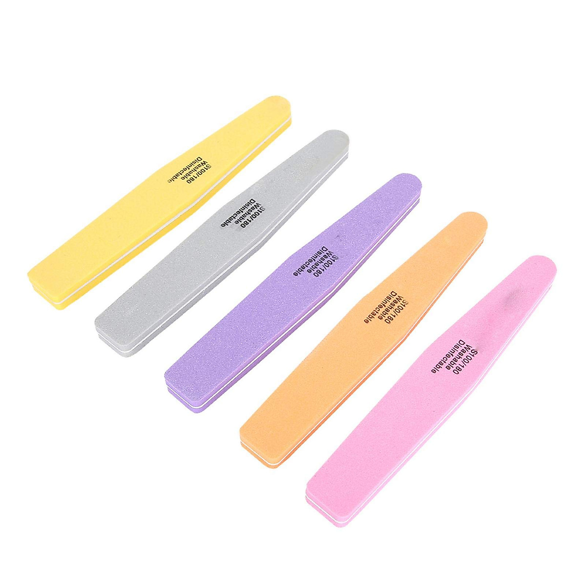 5pcs Nail File Buffer, 100/180 Double Sided Grit Gel Nail File Set, Manicure Tools File Block Nail Polisher for Nail Grooming and Styling