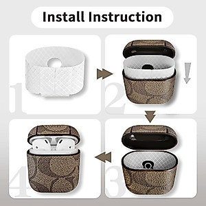 MOLOVA Case for Airpods 1&2 Case,Luxury Stylish PU Ultra Slim & Thin Soft TPU Anti-Slip Scratch Resistant Drop Proof Full Cover Case with Keychain/Lanyard