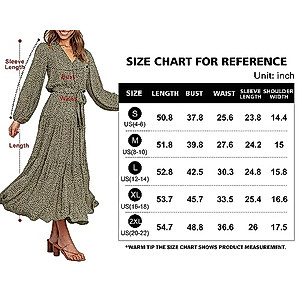 PRETTYGARDEN Women's Long Sleeve V Neck Leopard Print Ruffle Maxi Dress Tie Waist Boho Chiffon Flowy Long Dress (Green, Small)