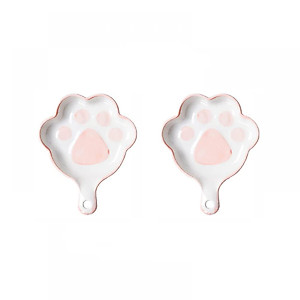 Gaolinci Cute Cat Claw Ceramic Spoon Rests, Easy-to-Clean Kitchen Cutlery Holder (Set of 2)