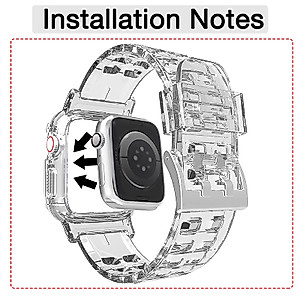 Compatible for Apple Watch Band 40mm 38mm with Protective Case, Men Women Crystal Clear Sporty Protective DropProof Shockproof Case with Premium Soft Fadeless TPU Adjustable Strap Bands for iWatch