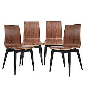 Dining Room Chairs Set for 4 Modern Kitchen Chairs with Wooden Seat and Metal Legs, Dining Side Chair for Indoor and Outdoor, Ergonomic Design, Oak