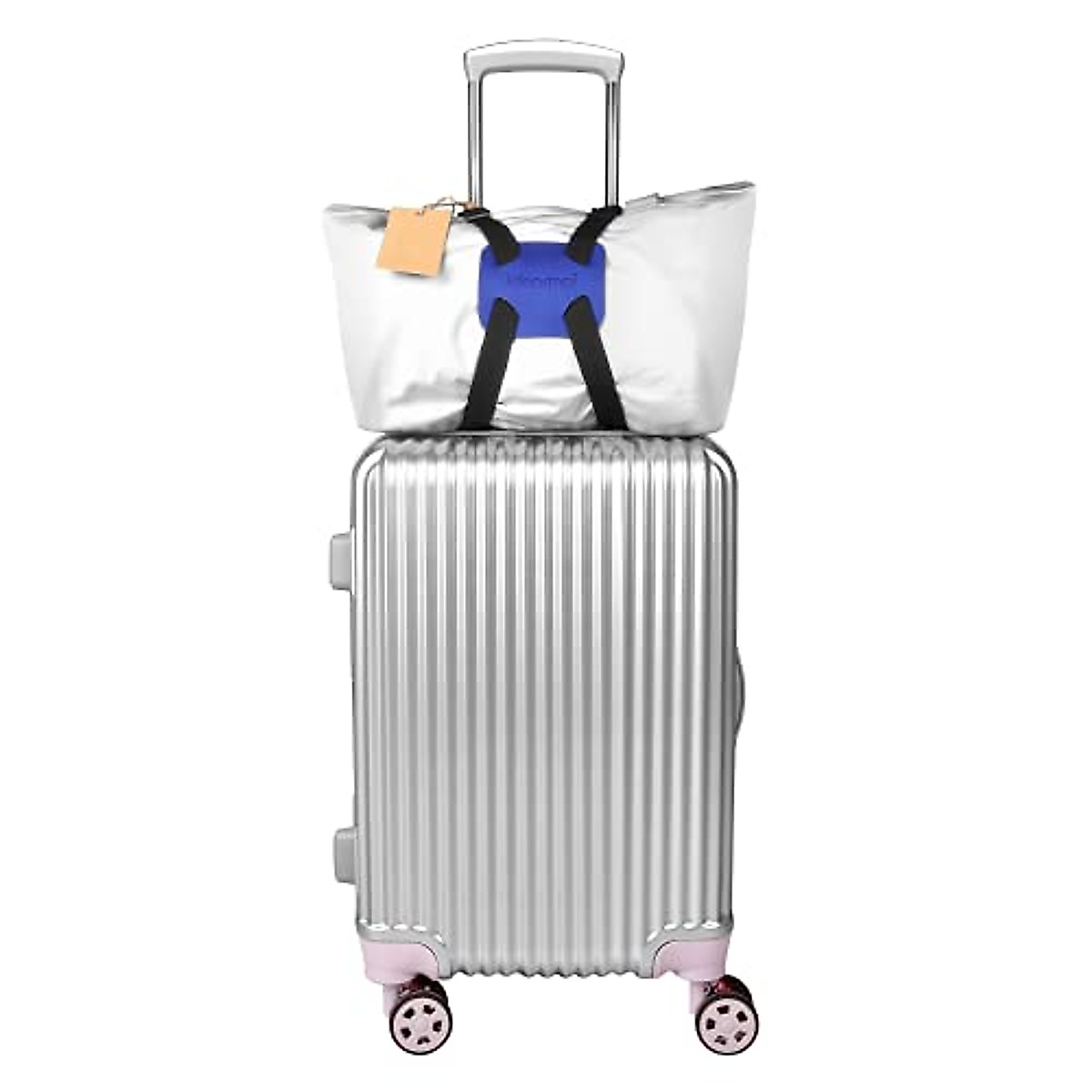 Luggage Straps Bag Bungee for Luggage， High Elastic Suitcase Adjustable Belt Bag Bungees with Buckles (Black/Blue)