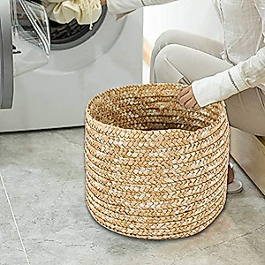 Smala Wheat Straw Woven Storage Basket Storage Basket Innovative Basket Rustic Natural Brown Finish Storage Decorative Basket(Medium )