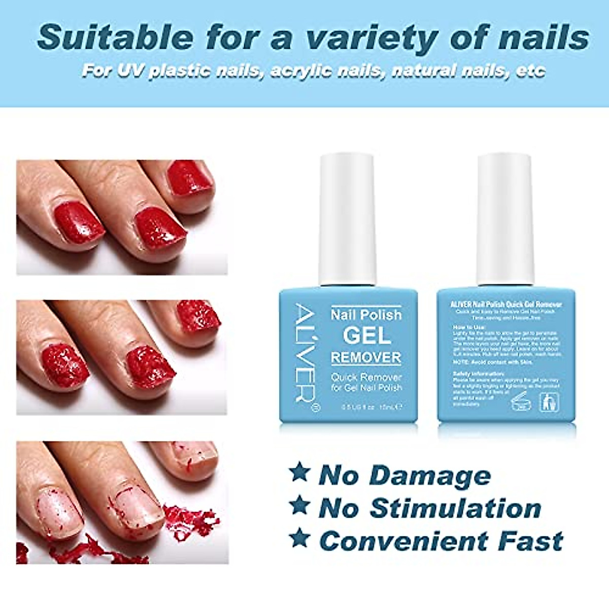 Gel Nail Polish Remover, Gel Remover for Nails in 3-5 Minutes, Easily & Quickly Remove Gel Nail Polish, No Need for Foil, Soaking or Wrapping, Protect Your Nails-15 ml