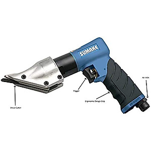 Pneumatic Metal Shear Cutter and Scissor Cutting Air Power Tool, Capacity: Steel-1.2mm, Alum.-2.4mm, Free-Speed: 2,500, (Sumake ST-M5030)