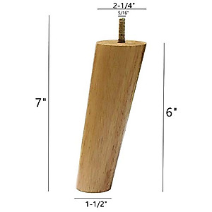 WEICHUAN Solid Rubber Wood Replacement Sofa Couch Chair Ottoman Loveseat Coffee Table Cabinet Furniture Wood Legs(6" Slant Set of 4)