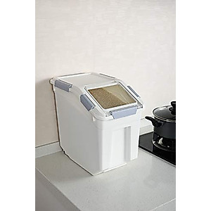Rice Storage Container with Wheels Seal Locking Lid PP((507.27oz / 3.96gal / 80cup / 15L),Pack-2)