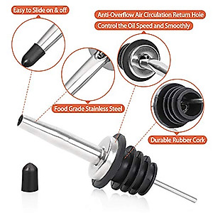 48 Pack Stainless Steel Classic Bottle Pourers Tapered Spout - Liquor Pourers with Rubber Dust Caps