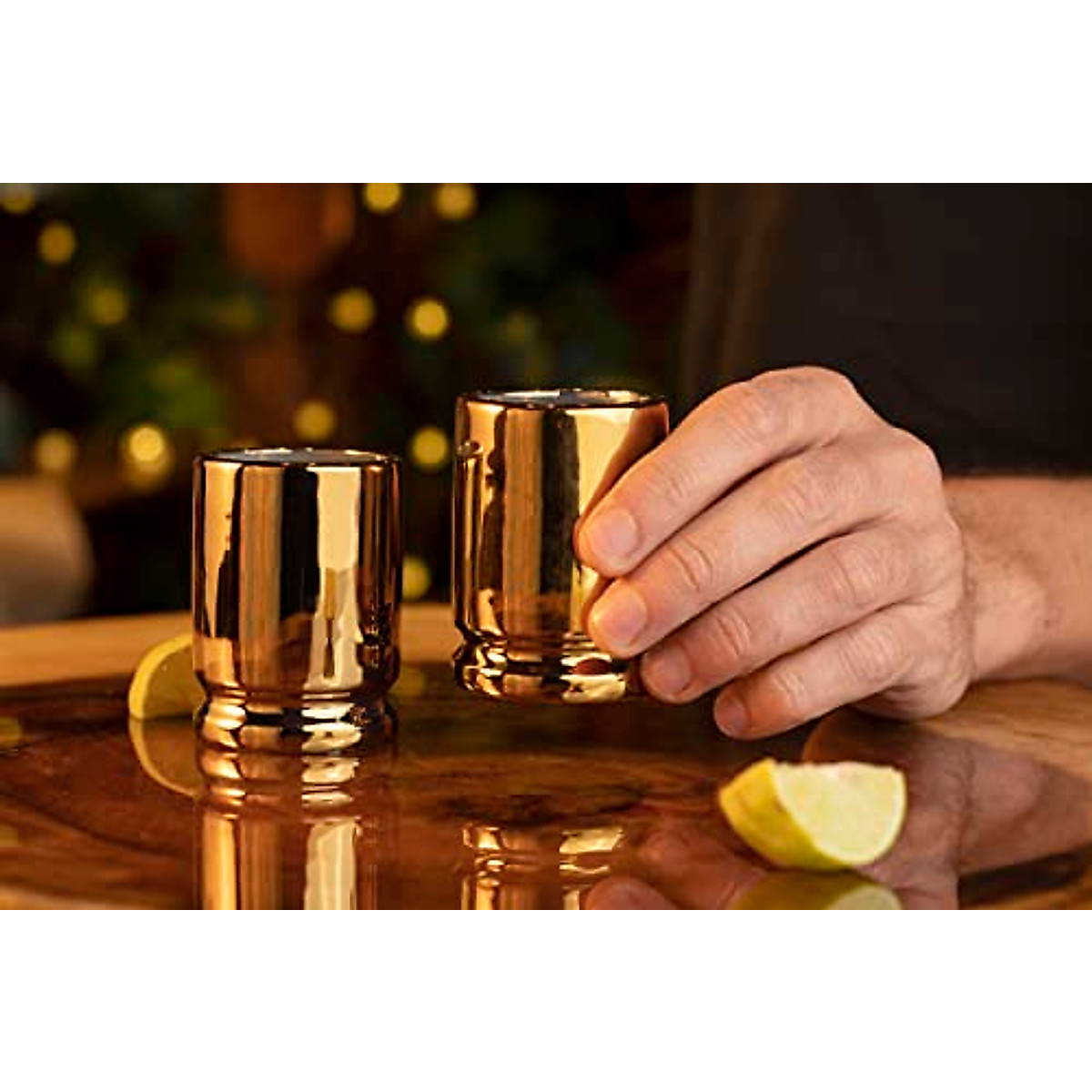 The Original 50 Caliber Brass Ceramic Shot Glasses - Set of 2 - American Owned & Operated - LIFETIME Guarentee