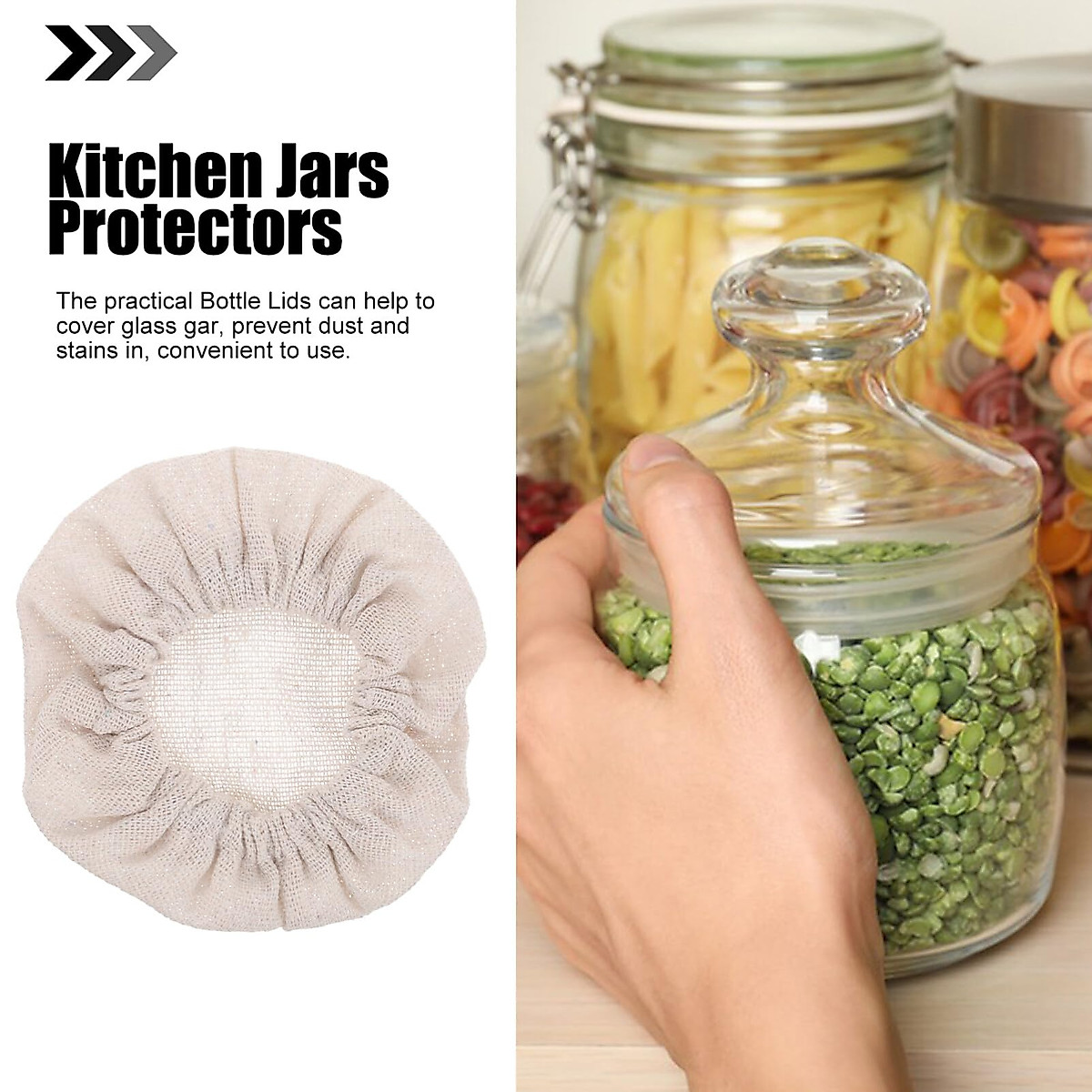 Reusable Cloth Jar Covers Mason Jar Lids Elastic Protective Caps Fits Multiple Jar Sizes Household Kitchen Use