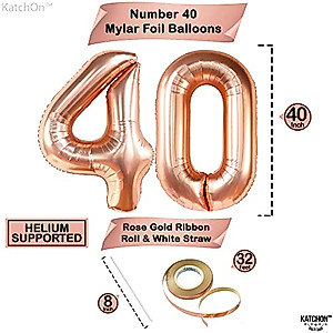 Giant 40 Balloon Numbers Rose Gold - 40 Inch | Rose Gold 40th Birthday Balloons for Women | Rose Gold 40th Balloons for Women | 40th Birthday Decorations Women Rose Gold | Rose Gold Balloon Numbers 40