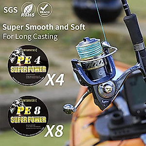 GPCPROLINE Braided Fishing Line PE 4 8 - Abrasion Resistant - Fade Resistant - Cast Longer - Thinner & Smooth - Camo Blue, Camo Green, Green - 10LB/15LB/20LB/30LB/50LB/80LB/100LB for Saltwater Fishing