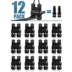 SUNVIE Fastlock2 Low Voltage Landscape Lighting Wire Connector Landscape Light Connectors Waterproof 12-18 Gauge Landscape Wire Connector for Outdoor Landscape Lighting Path Lights, 12 Pack