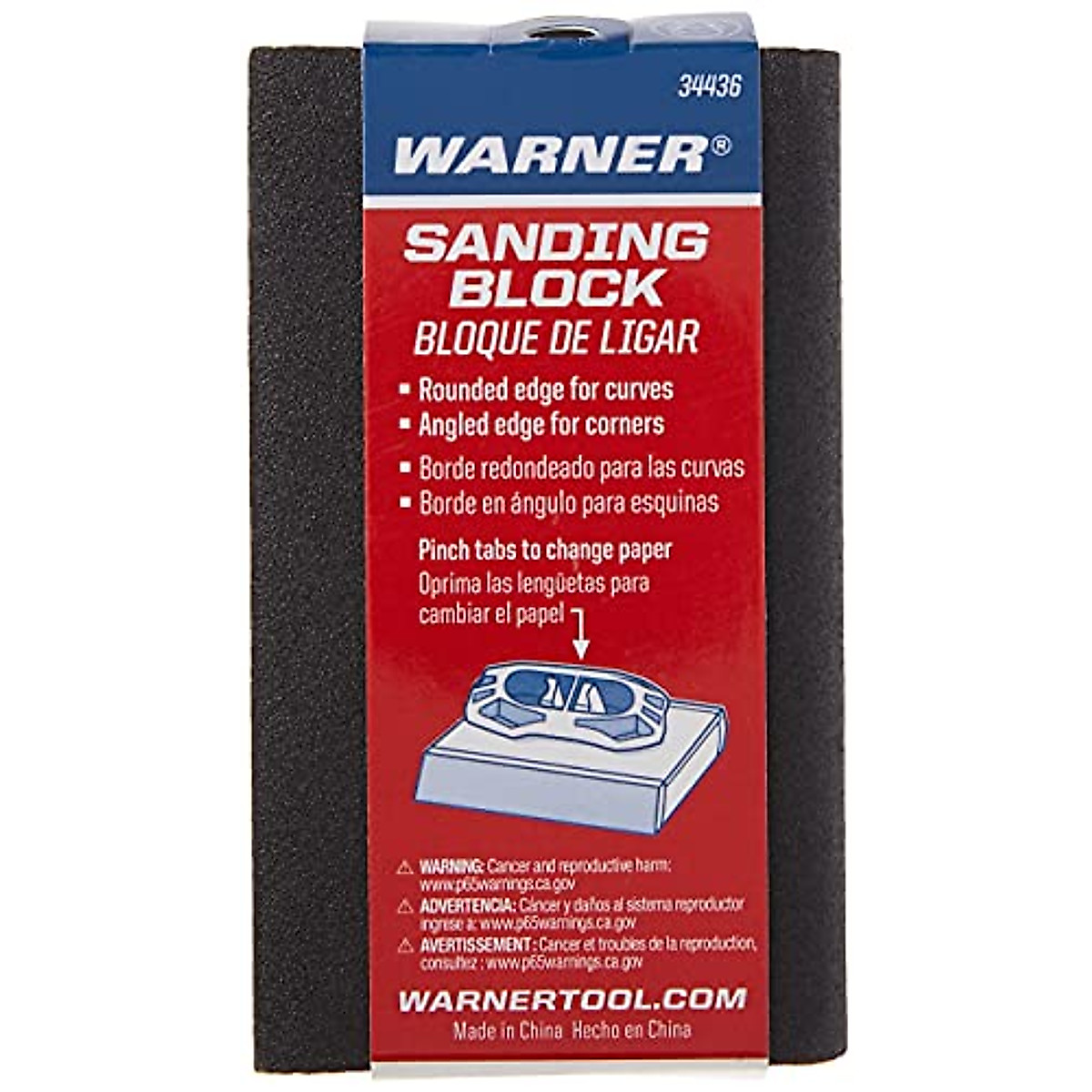 Warner Manufacturing Tool 34436 Sanding Block, Carded, in a Cut Carton