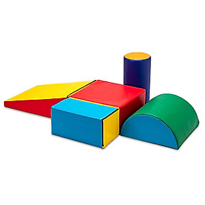 Matladin Indoor Safe Soft Foam Climber 5-Piece Sets, Beginner Toddler Climber with Slide Ramp Indoor Climbing Toys for Toddlers Kids and Children