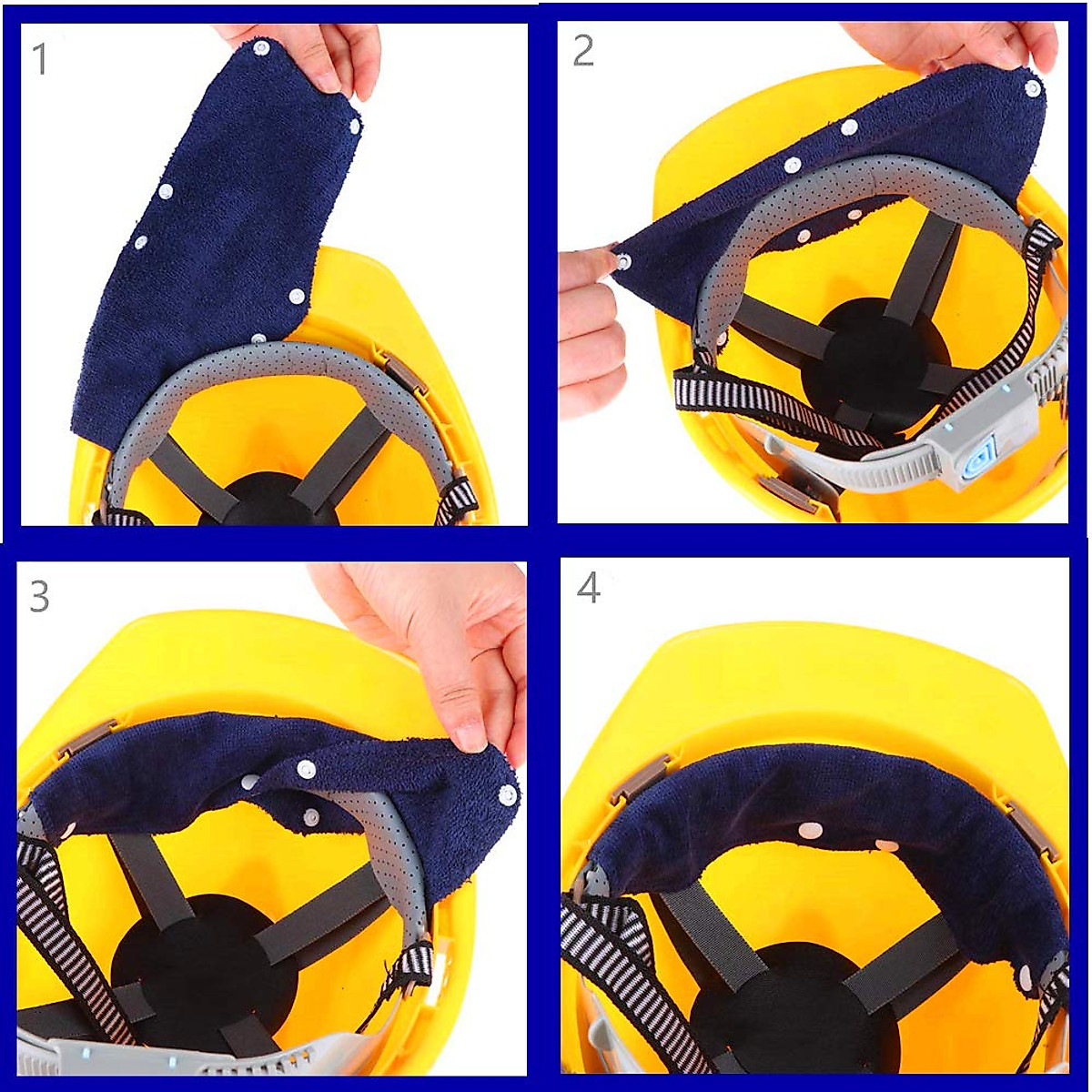 IPXEAD 6PCS Hard Hat Sweatband, Cotton Hard Hat Liner, Reusable hardhat sweatbands(Blue)