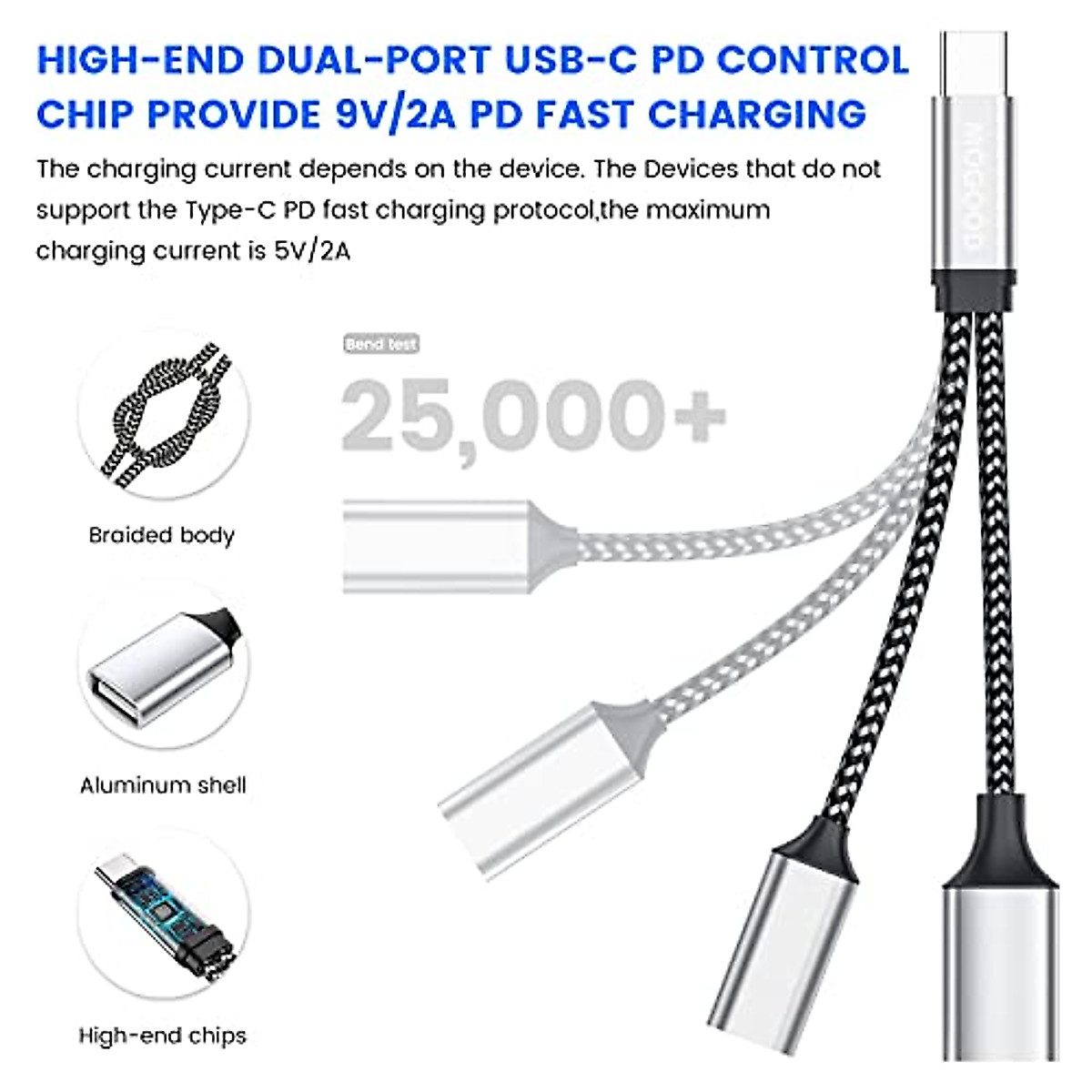 USB C OTG USB C Splitter USB C to USB Adapter with 18W PD Charging Compatible for Samsung GalaxyS22 Note10 Switch Google Chromecast with Google TV 2020 Pi-KVM 3D Printer Octo4a LGG8 Google Pixel4 XL