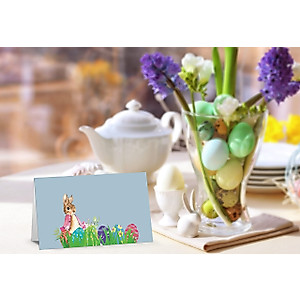 Table Place Card, Easter Tent Style Cards, Pack of 25 Half-Fold Reception Place Card, Cute Easter Egg Bunny, Easter Table Decor for Spring Wedding, Baby Shower, Dinner Party(F24)