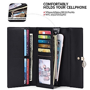 GOIACII Women's Wallet Large Capacity Credit Card Organizer RFID Blocking Long Purse