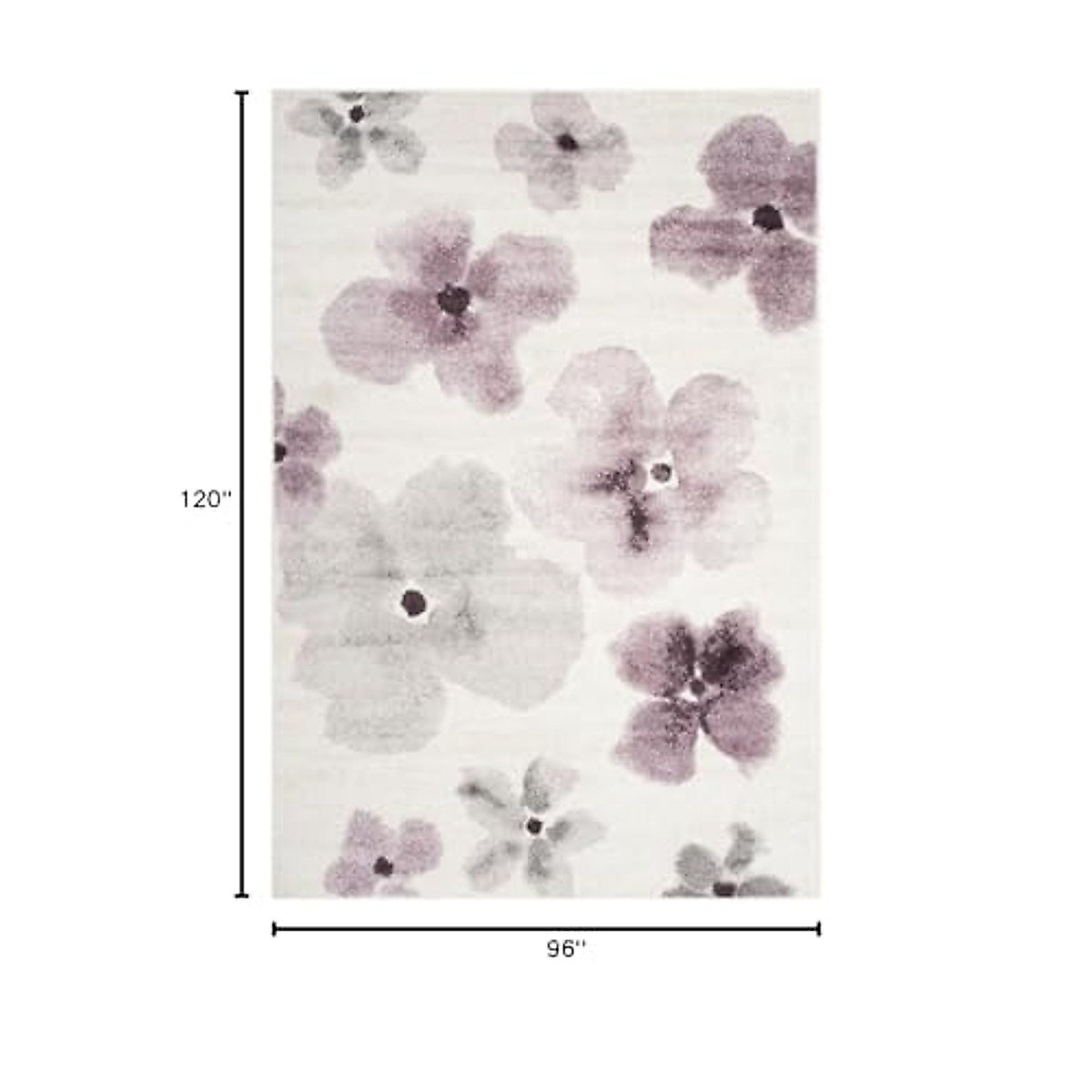 SAFAVIEH Adirondack Collection Area Rug - 8' x 10', Ivory & Purple, Floral Watercolor Design, Non-Shedding & Easy Care, Ideal for High Traffic Areas in Living Room, Bedroom (ADR123L)