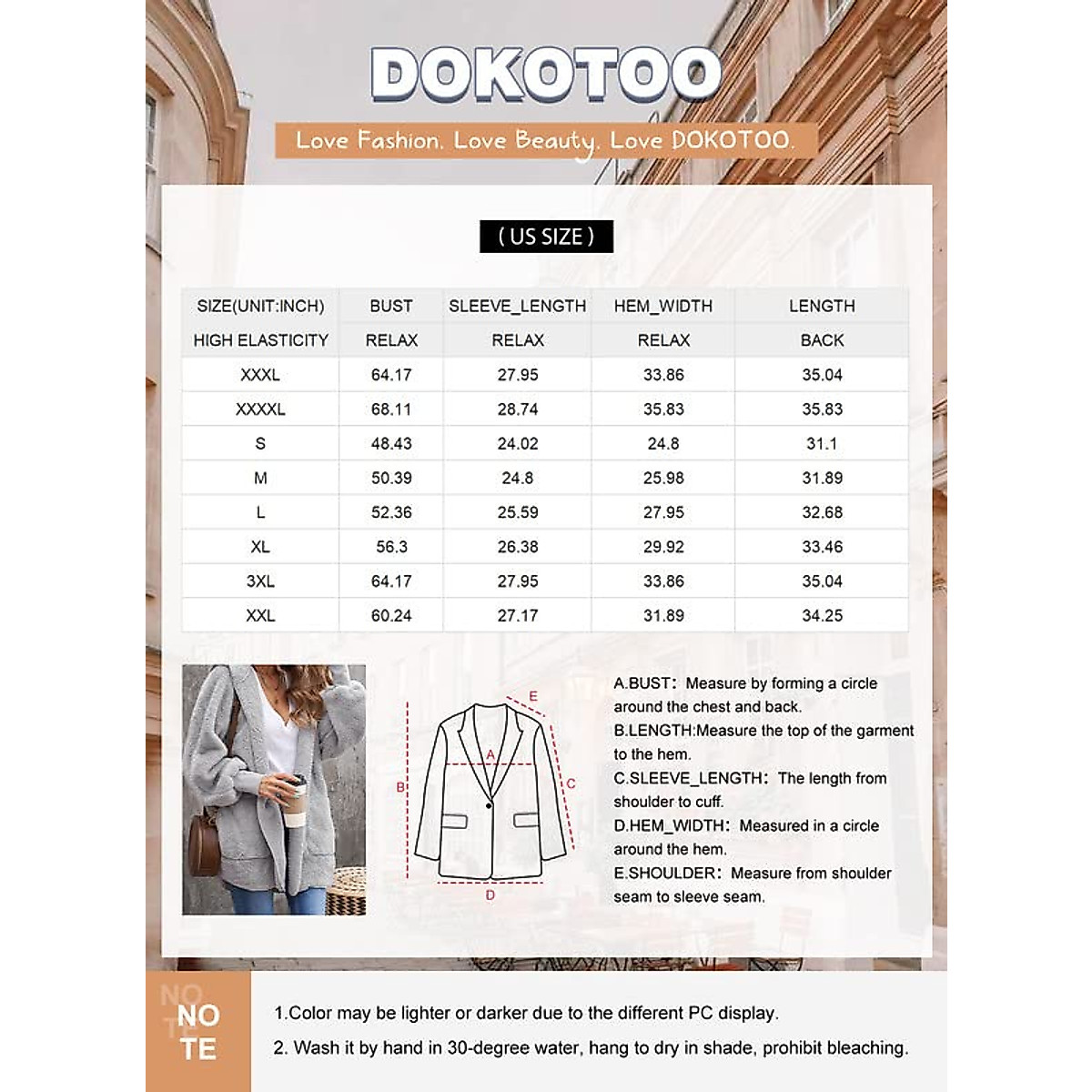 Dokotoo Grey Medium Long Sleeve Fuzzy Fluffy Sherpa Overcoat for Women