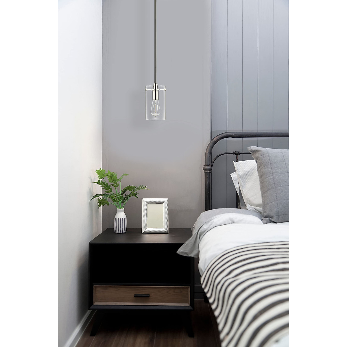 Brushed Nickel Pendant Lights Kitchen Island - Medium Clear Glass Pendant Light Fixture