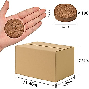 ZeeDix 100pcs (50mm) Coco Coir Pellets Organic Potting Soil for Planting Compressed Coco Coir Soil Coconut Soil Seed Starters for Indoors or Outdoors Bonsai Herbs Plants Flowers and Vegetables