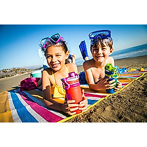 Bubba Flo Kids Water Bottle with Leak-Proof Lid, 16oz Dishwasher Safe Water Bottle for Kids, Impact and Stain-Resistant, Coral