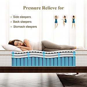 BedStory Queen Mattress, 12 Inch Hybrid Mattress with Gel Memory Foam Pocket Spring Motion Isolation Pressure Relief Medium Feel Queen Size Mattress CertiPUR-US