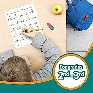 Channie’s Math Practice Combo Pack for Elementary School Students, One Page a Day Workbook and Little 9 Little Numbers Reusable Dry Erase Poster for Practicing Single Digit Multiplication Problems