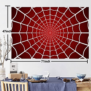 Spider Web Happy Birthday Banner Backdrop Super Hero Theme Decor Decorations for Boys Girls 1st Birthday Party Supplies Baby Shower Photo Booth Props Background Photography