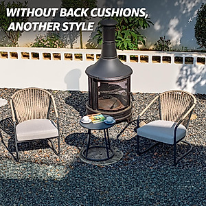 NATURAL EXPRESSIONS Outdoor Bistro Set, 3 Piece Patio Furniture Rocking Chairs Set of 2, No Assembly Required Balcony Porch Chair Metal Table 9" Thick Cushion for Backyard,Garden,Poolside,Deck, 350lbs