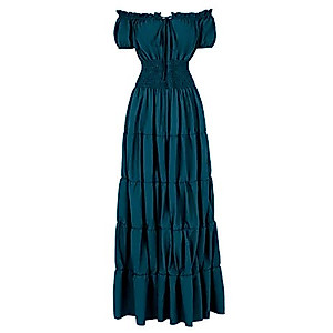 JWSOI Irish Fairy Renaissance Dress Pirate Costume Women Medieval Chemise Dress Renaissance Costumes For Women Ren Faire Peasant Dress Dark Green