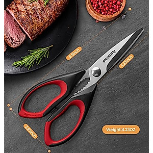 Astercook Heavy Duty Kitchen Shears with Serrated Blade, Ergonomic Handle - For Poultry, Herbs, Vegetables
