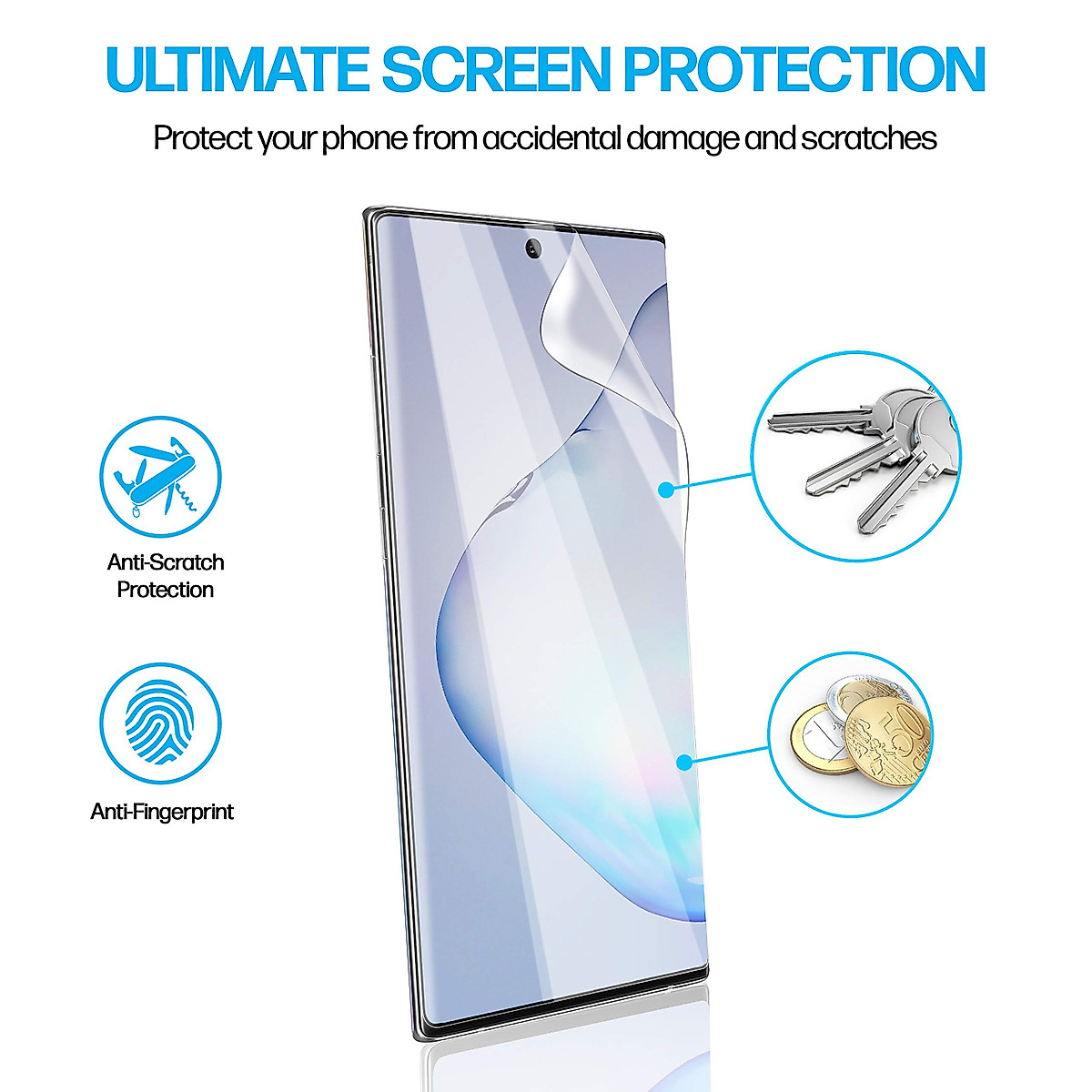 Power Theory Designed for Samsung Galaxy Note 10 PLUS 5G Screen Protector [Not Glass], Easy Install Kit, Case Friendly, Full Cover, Flexible Film Anti Scratch, 2 Pack