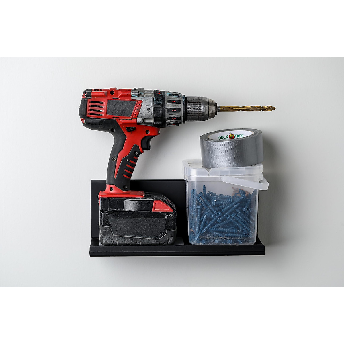 Duck EasyMounts Heavy-Duty Drywall Shelf, Multipurpose Shelf for Garage Organization, Workbenches, Tool Sheds, Pantries, 11.75" x 4.25", Black, 1 Pack