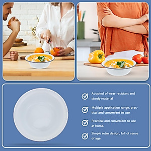 Hemoton 4pcs Vintage Style White Enamel Mixing Bowl with Black Trim Enamelware Metal Large Classic Round Salad Serving Bowl Soup Basins 20cm