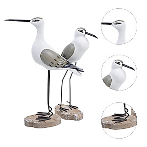 EXCEART 2pcs Seagull Statues Garden Bird Sculpture Wooden Seabirds Figurine Nautical Sculpture Desktop Coastal Decorartion Home Table Centerpiece