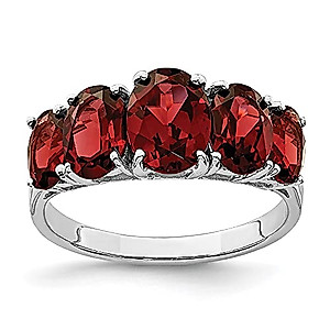 IceCarats 925 Sterling Silver Red Garnet Ring Gemstone Band Size 8